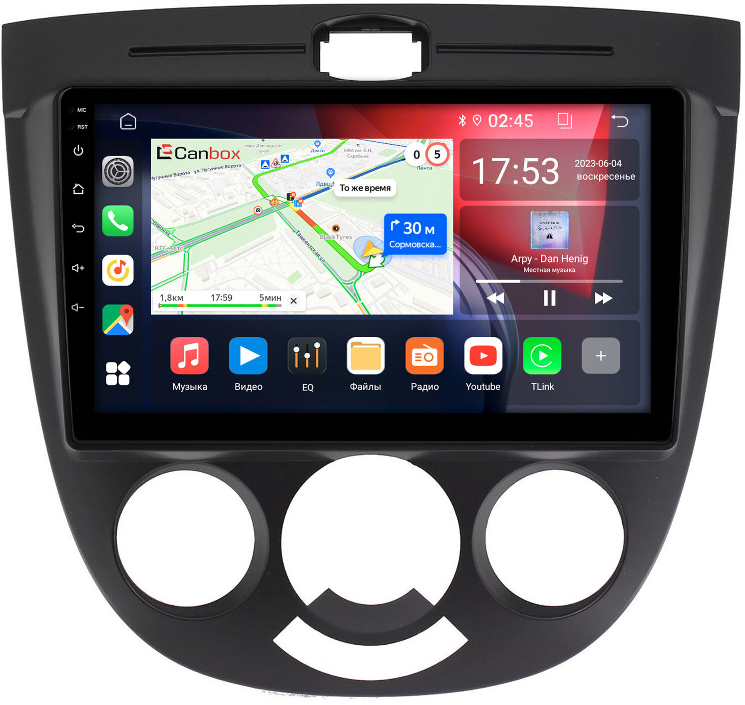 Штатная магнитола Chevrolet Lacetti 2004-2013 (тип 2, черная) Хэтчбек Canbox GTR9-9137 4/64 Android 10 (IPS, DSP, CarPlay)