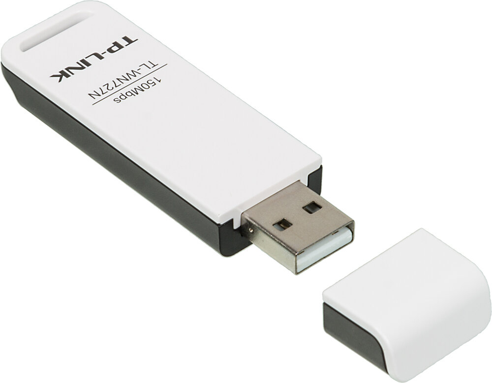 Сетевой адаптер WiFi TP-Link TL-WN727N белый, встроенная антенна, интерфейс подключения USB 2.0