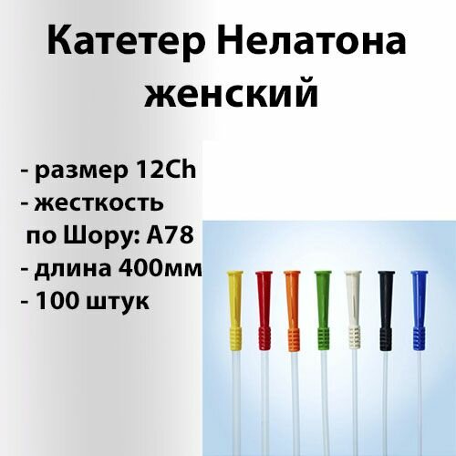 100шт Катетер Нелатона 12Ch длина 40см мужской