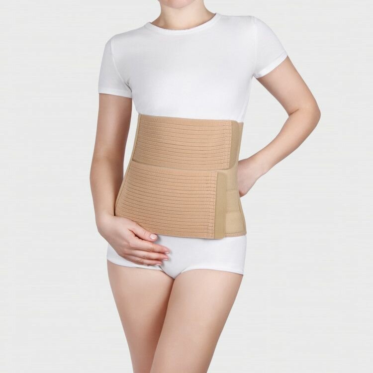 Бандаж абдоминальный с двойной утягивающей панелью Экотен ПО-25Р/2 Бежевый, XL