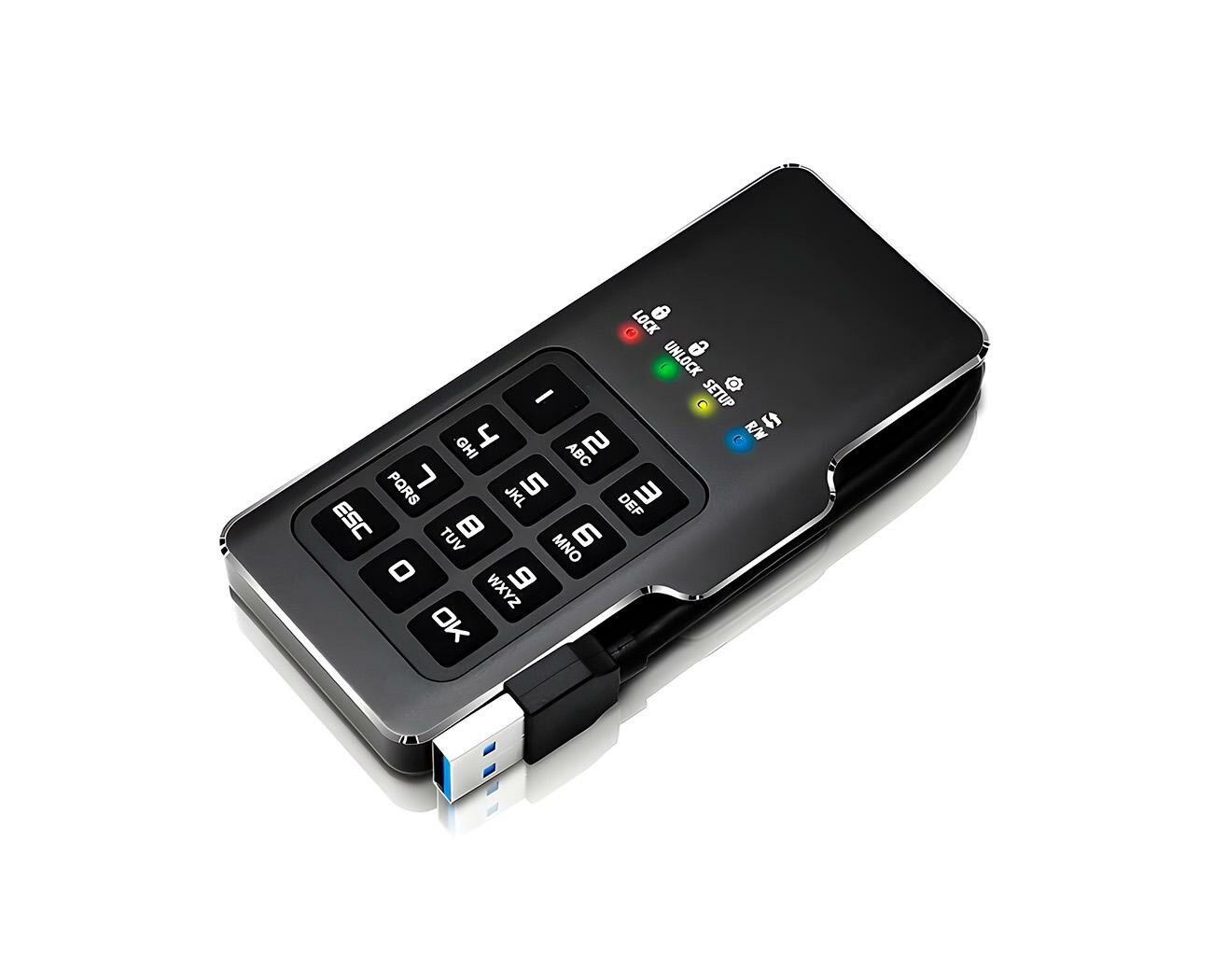 Мини-диск с пин-кодом DATALOCK PRO М2 256 GB (W4958RU) - защищенный внешний диск. Защищенный переносной мини-диск объемом 256 Гб.