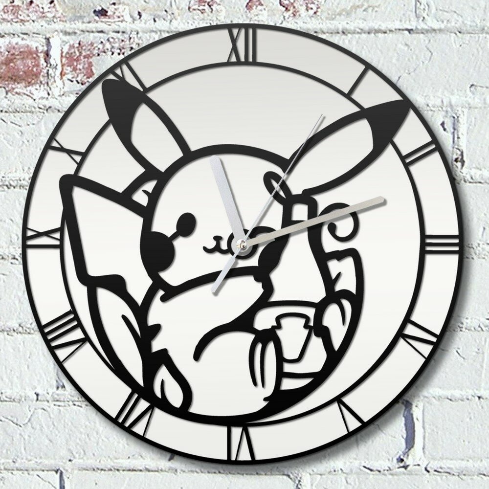 Настенные деревянные бесшумные часы аниме покемон (пикачу, сквиртл, бульбазавр, чармандер) - 5057