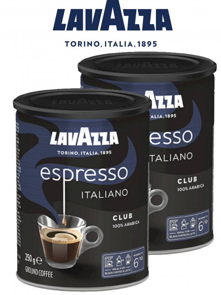 Кофе молотый Lavazza Club 250 г жестяная банка (упаковка 2 банки) (1545-8435-2)