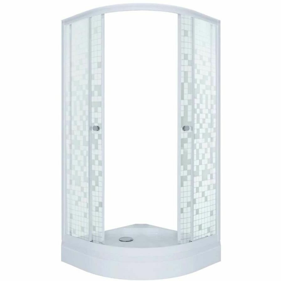 Душевой уголок Тритон Мозаика 900х900х1910 мм, прозрачный, с рисунком 4 мм, профиль белый (Щ0000061803) А (3 места+сифон D90)