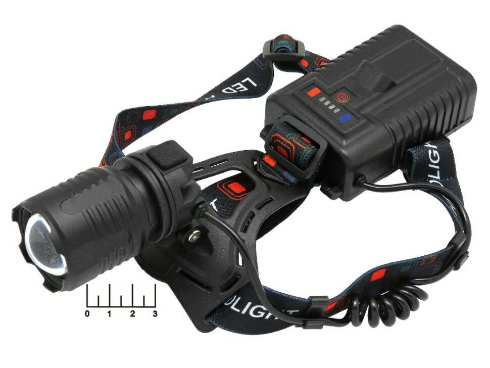 Фонарь налобный 3*18650 1 светодиод аккумуляторный RK-CT009-E 3 режима zoom (з/у Type C)