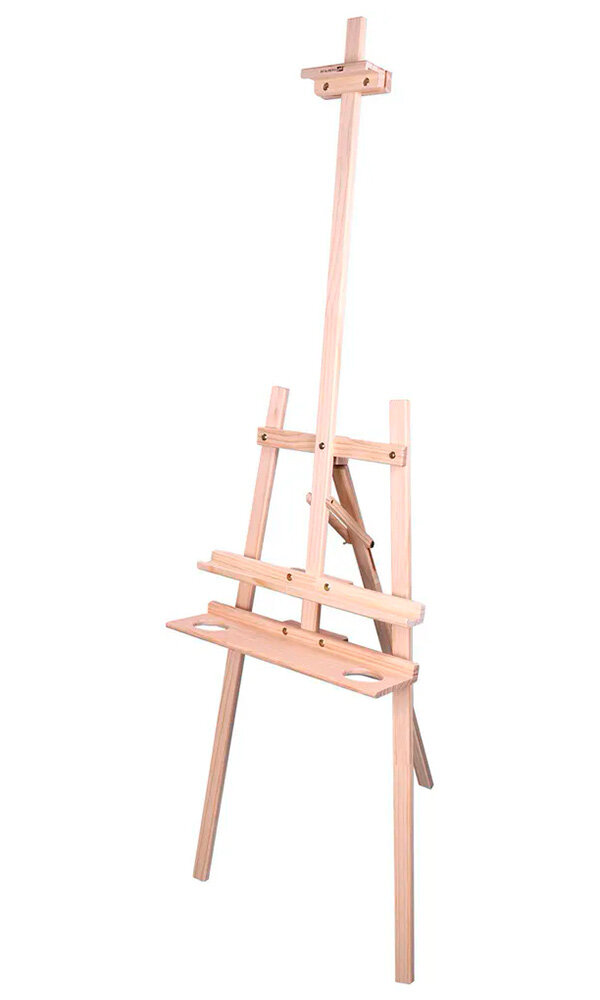 Мольберт напольный из сосны Brauberg BRAUBERG ART CLASSIC, Лира с полкой, 170х55х70 см, высота холста до 107 см (192261)