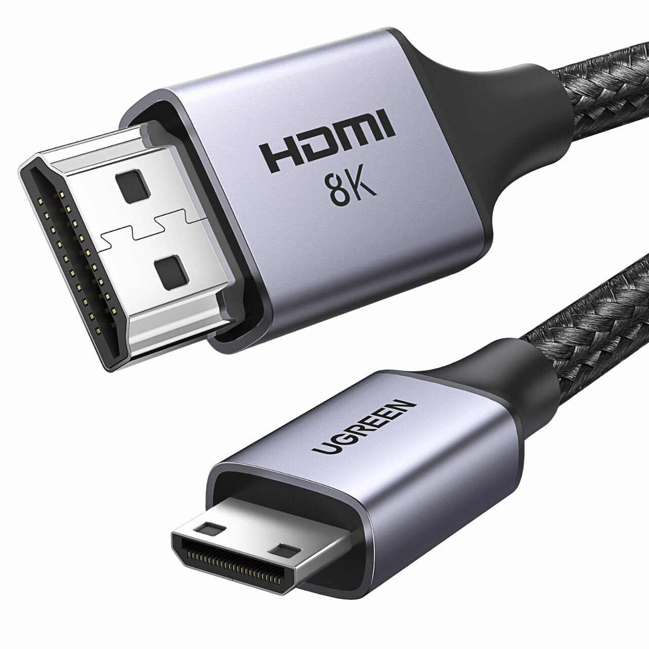 Кабель Type-c быстрая зарядка UGREEN HD163 Mini HDMI to HDMI 8K Cable 2 метра черный