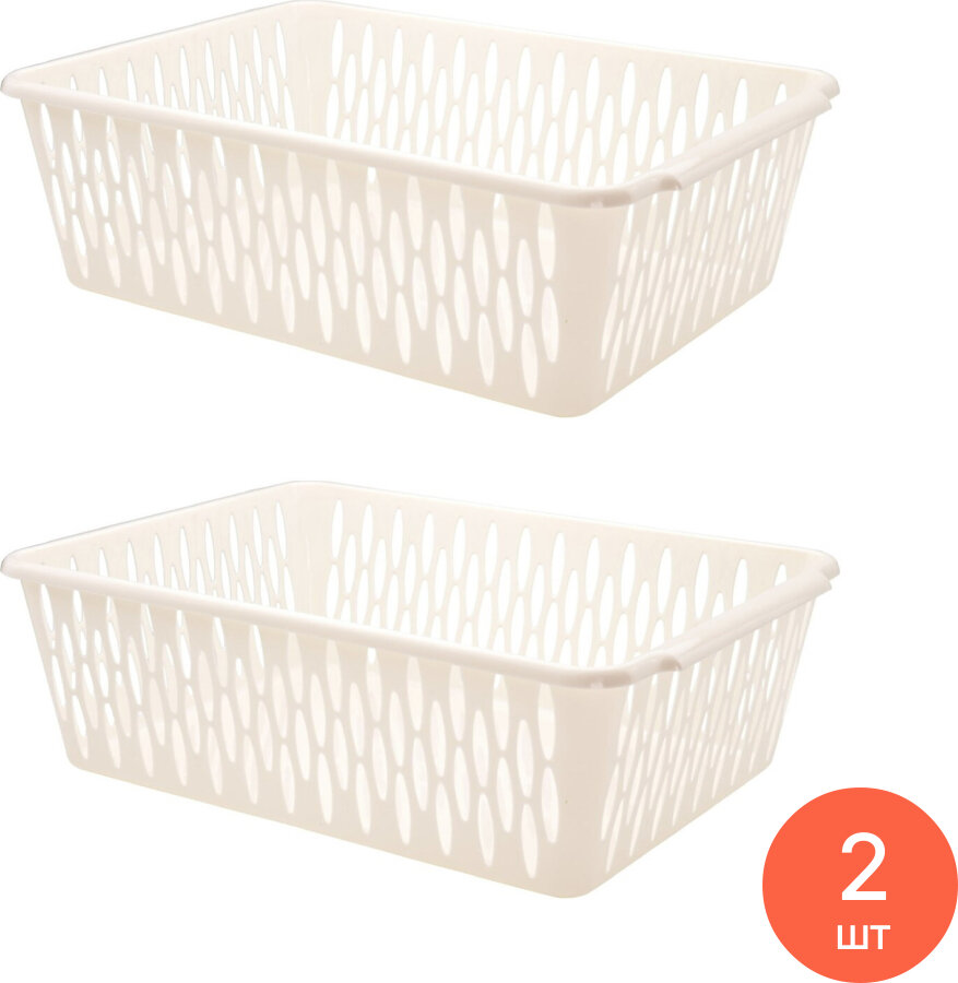 Корзина для хранения BranQ / БрэнК Light L, из полипропилена, 380x275x120мм (комплект из 2 шт)