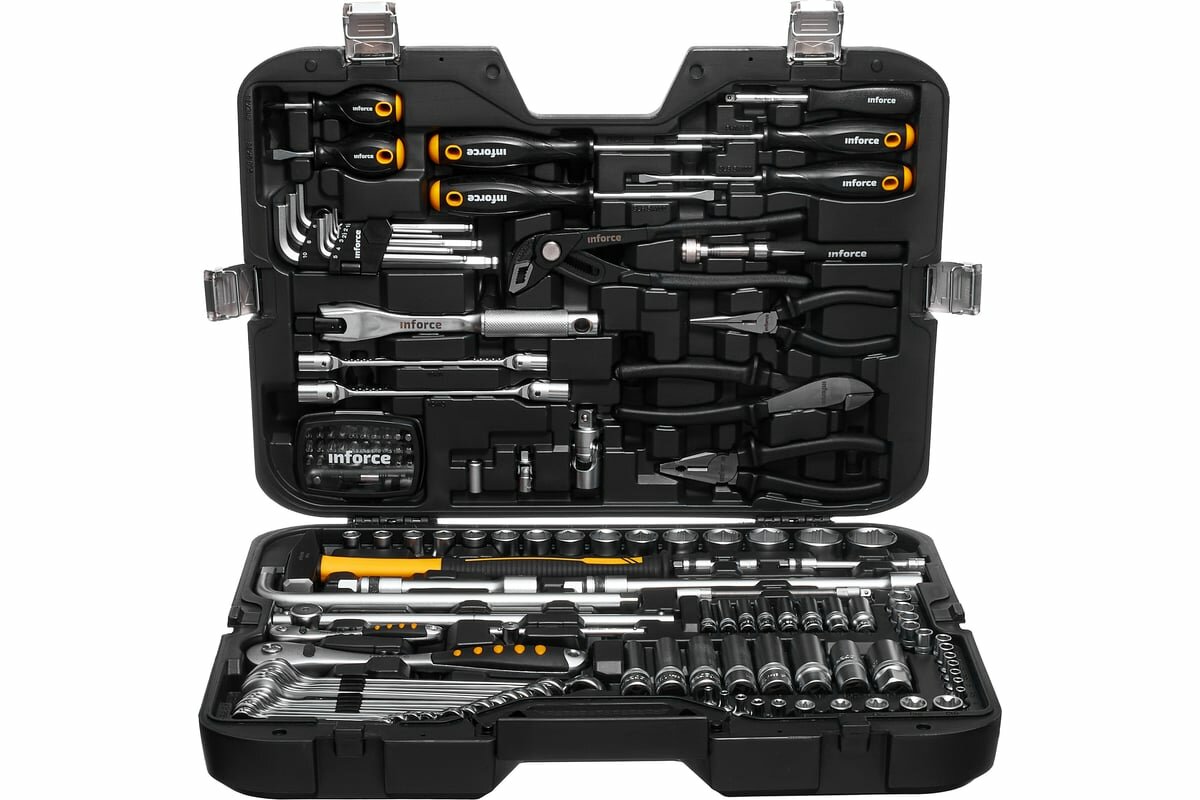Набор инструментов Inforce 136 предметов 1/2 дюйма и 1/4 дюйма, Сталь Cr-V, Профессиональный