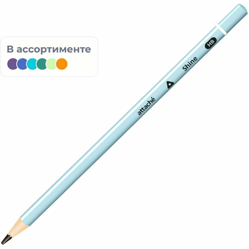 Карандаш чернографитный Attache, трехгранный, б/ласт, 1 вариант дизайна, 1977080