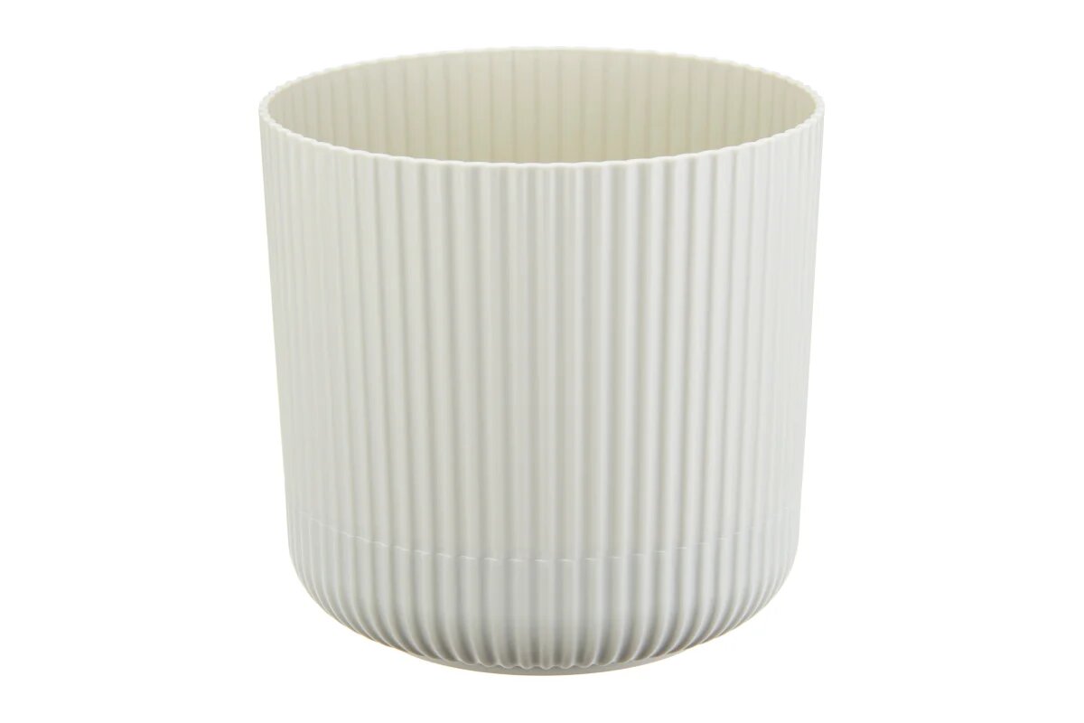 IDEA Кашпо вельвет D140мм 1,6л с пристегнутым поддоном белый ротанг М 3180 белый ротанг