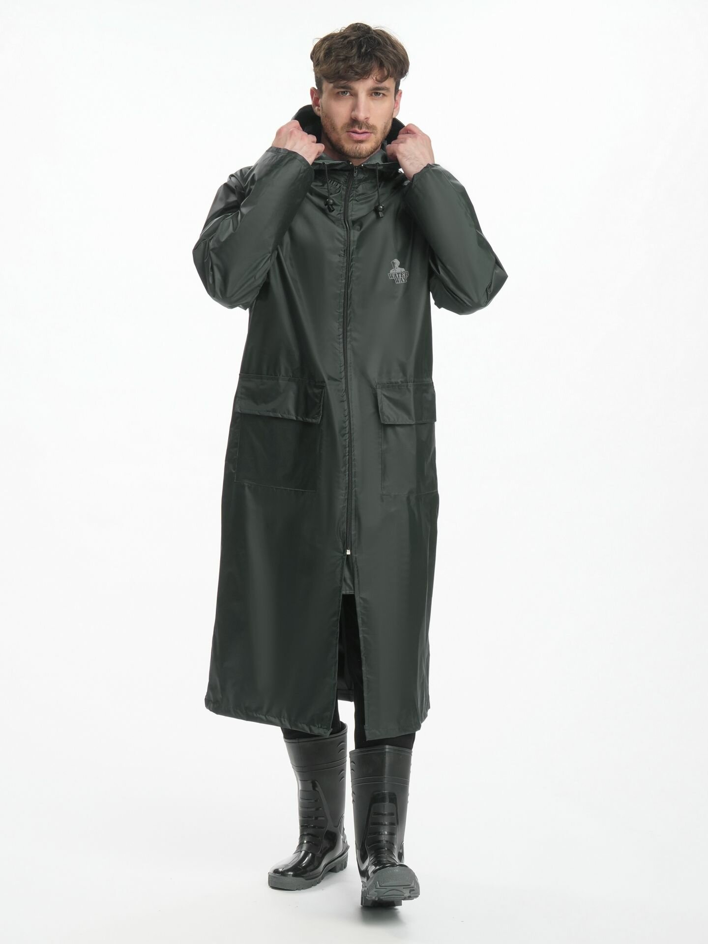Плащ влагозащитный нейлоновый с ПВХ-покрытием зелёный/ Плащ дождевик