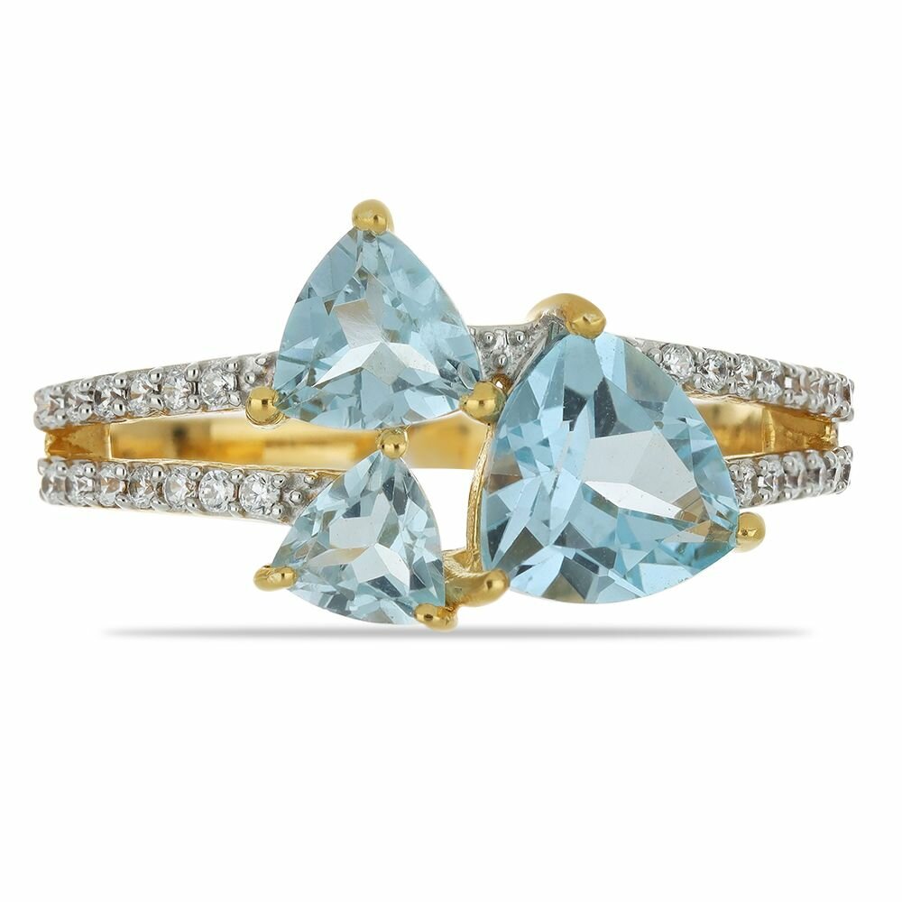 Кольцо, серебро, 925 проба, фианит, топаз