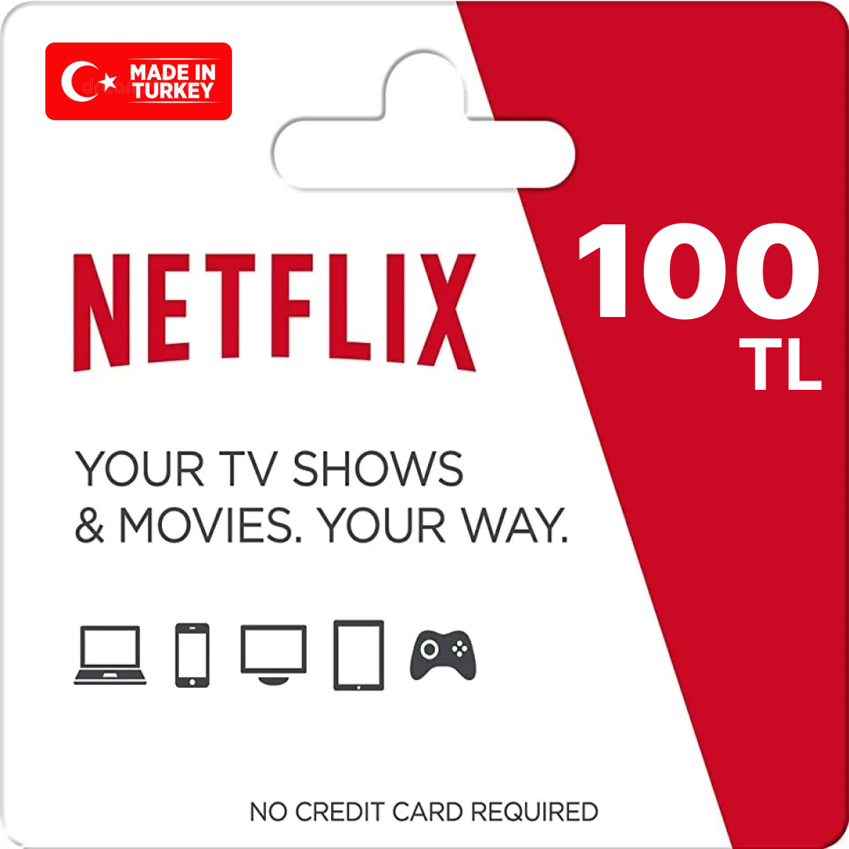 Подарочная карта Netflix 100 TL (TRY) на турецкий аккаунт / Код активации Нетфликс / Gift Card (Турция)