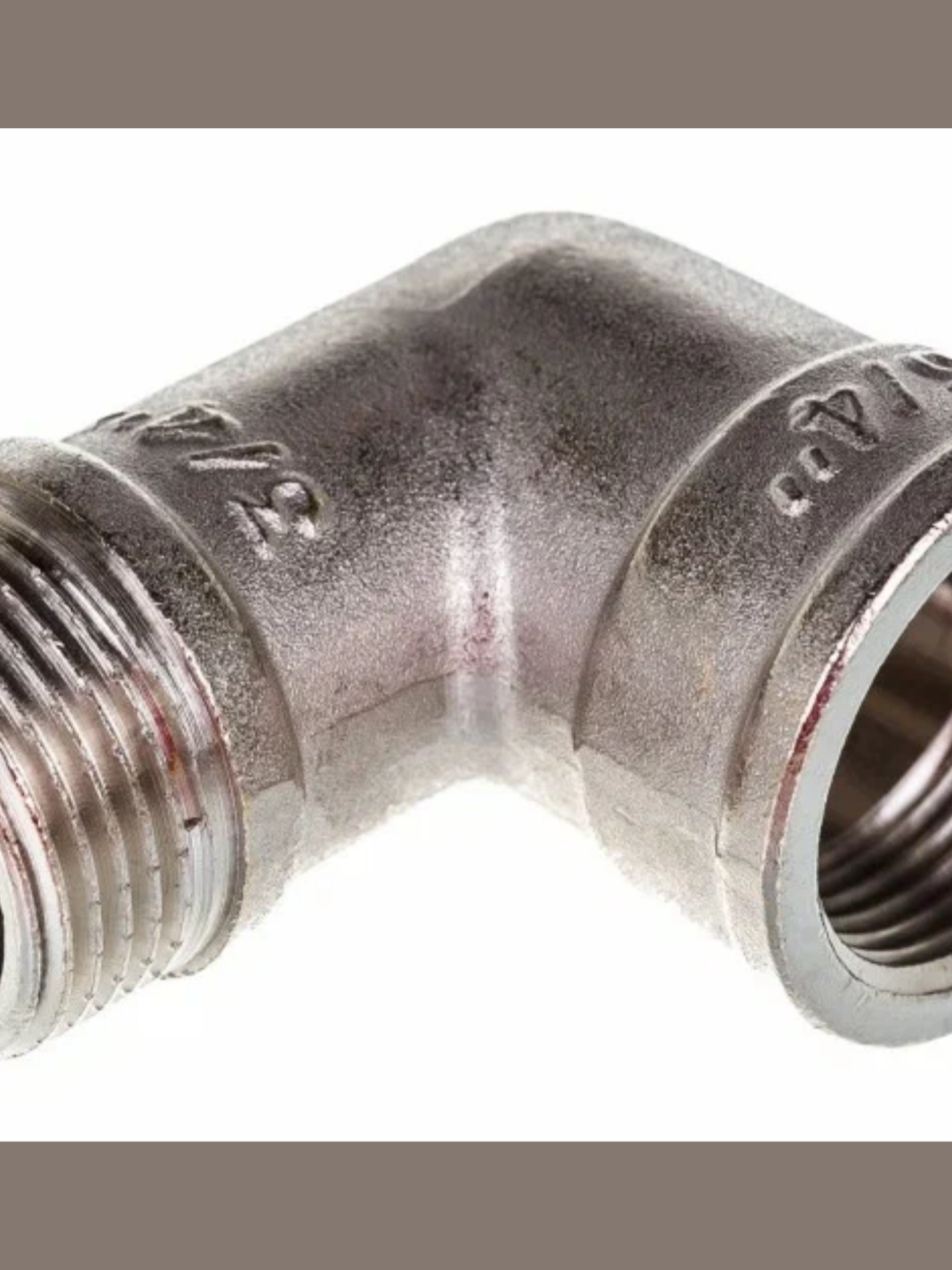 Уголок, латунь, никелированный, 3/4", переходной, внутренний и наружный тип соединения