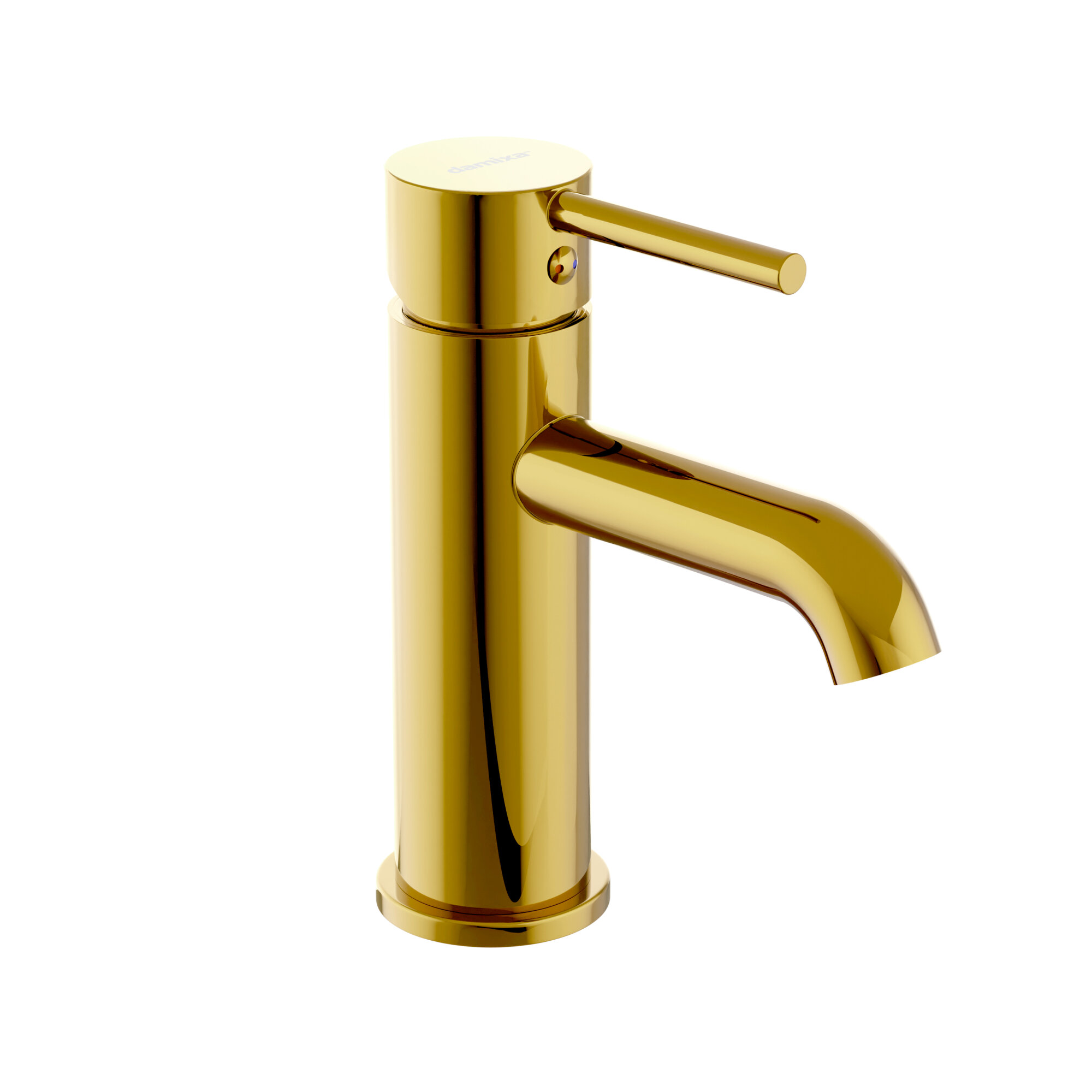 Смеситель для раковины Damixa Point, золото, монолитный излив 115 мм