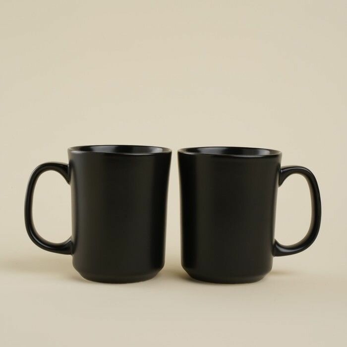 Набор кружек Sima-Land Home фарфоровых "Дарк" 400 мл, цвет чёрный