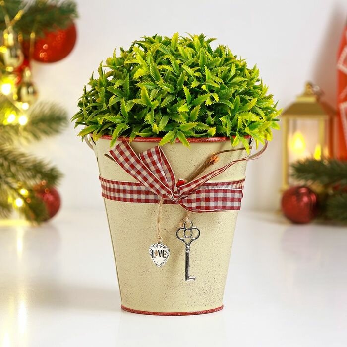 Кашпо Ведерко Рустад , 12 12 13 см, бежевое