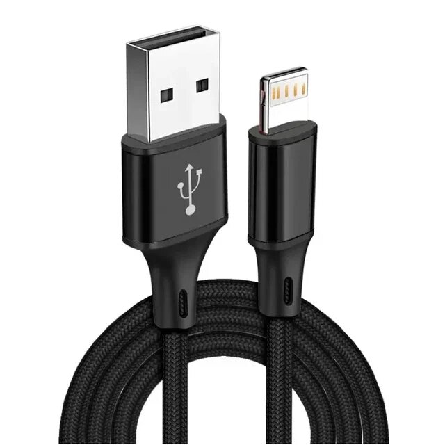 USB кабель для iPhone черный, 25 см