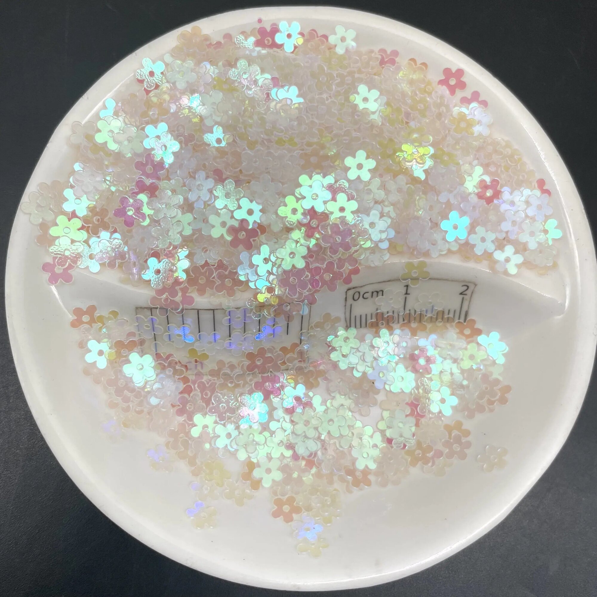 Блестки KUNQI цветковые 5 мм 20g, AB Transparent