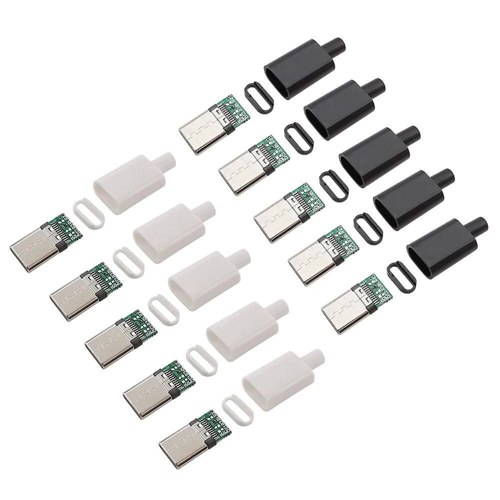 10 шт. USB Type-C разъем 24pin Black White