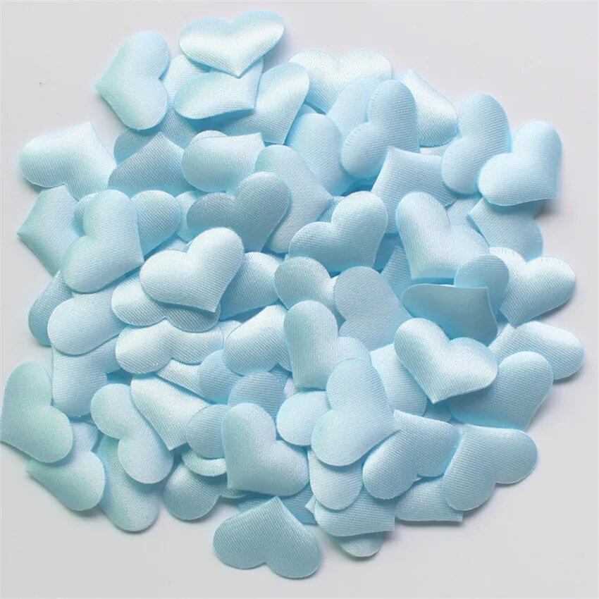 Искусственные тканевые лепестки сердечек GSCRAFTS 20mm light blue