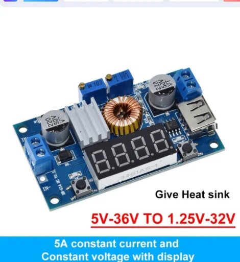 Понижающий DC-DC преобразователь 5V-36V 5A XL4015E1 с дисплеем