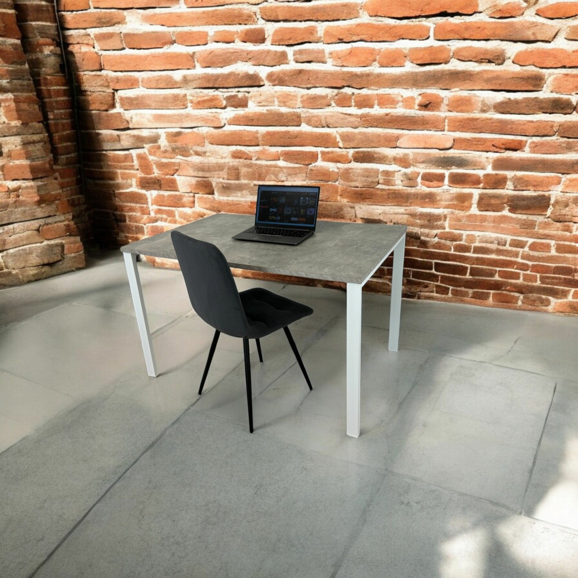 Стол компьютерный/ Практик, 60*60 см, цвет столешницы Бетон Светлый, Ножки белые.