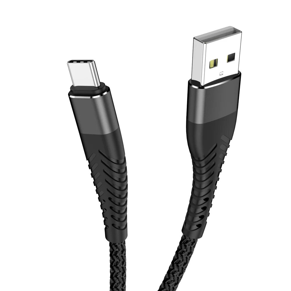 Кабель для зарядки Nohon USB Type-A-Type-C, 20см-3м, нейлон, черный/ красный/ синий/ белый 1 м, черный