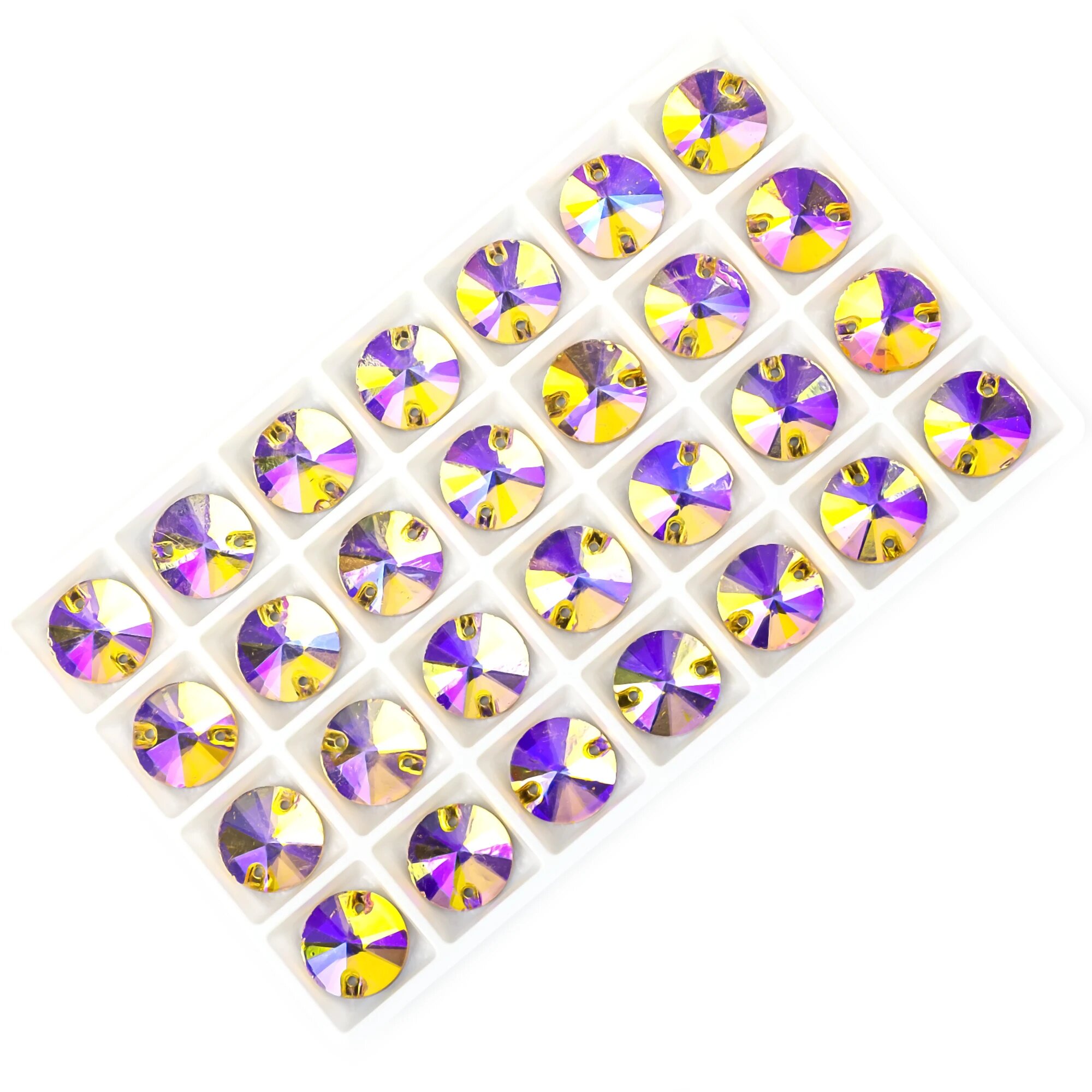 Хрустальные стразы AB для рукоделия 10mm 60pcs, Topaz AB