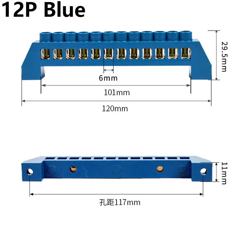Клеммная колодка заземления и нейтрали Grounding plate 12P B