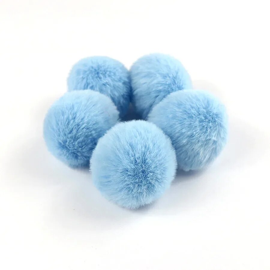 5 шт. пушистые помпоны из искусственного меха 5 см sky blue