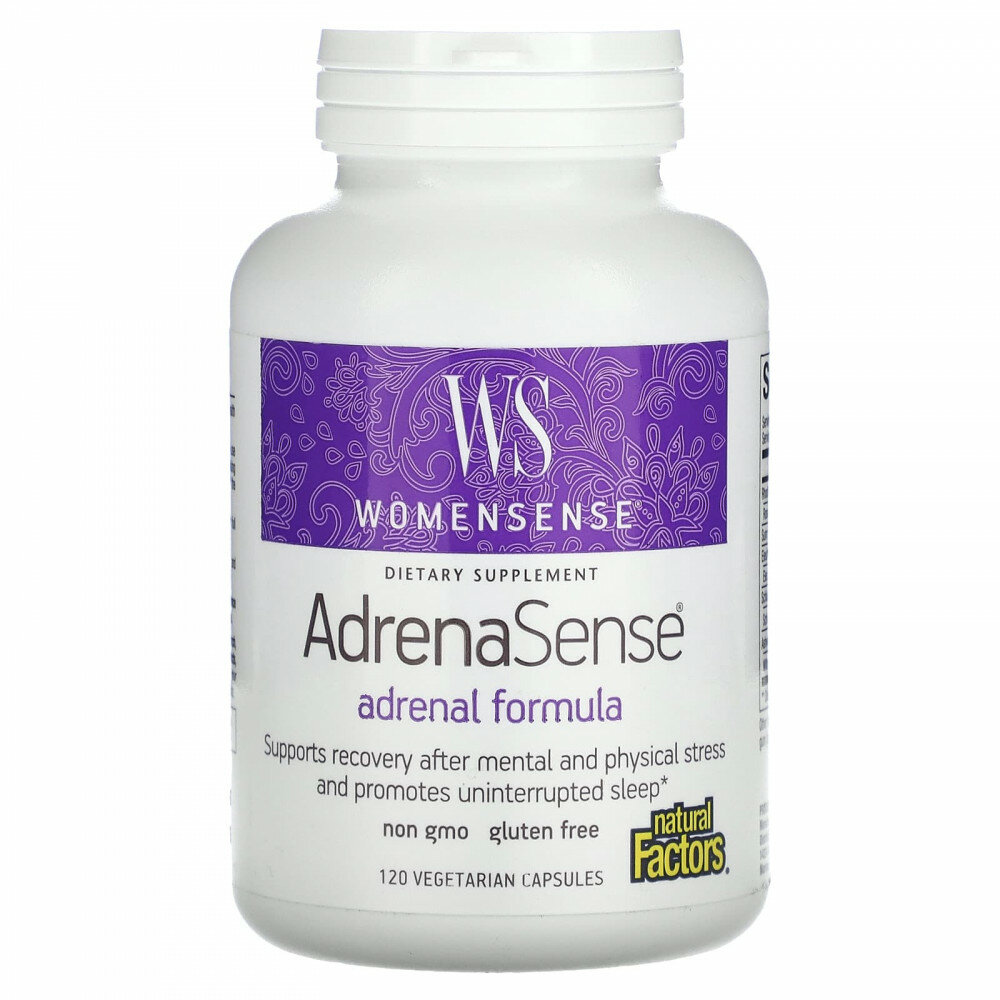 Natural Factors, WomenSense®, AdrenaSense®, добавка для надпочечников, 120 вегетарианских капсул