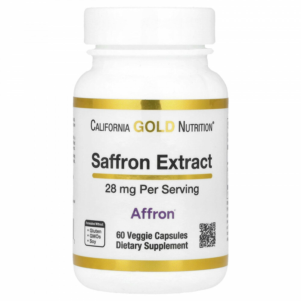 California Gold Nutrition, экстракт шафрана с Affron®, 28 мг, 60 растительных капсул