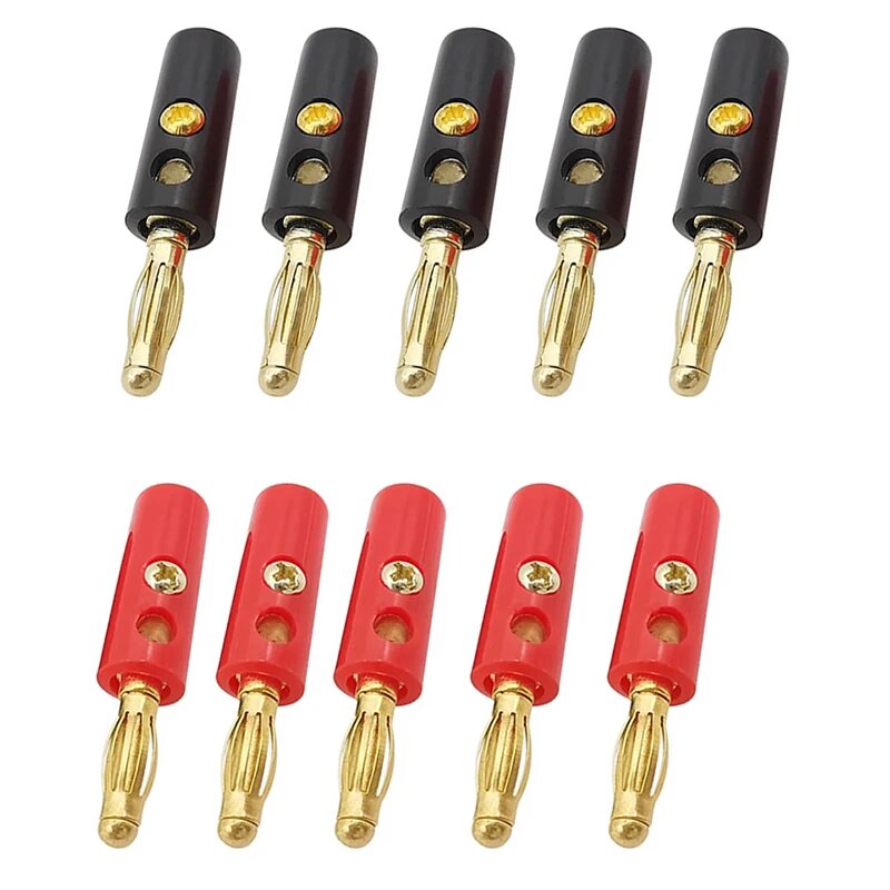 10 шт. Банановые разъёмы 4 мм позолоченные красный чёрный