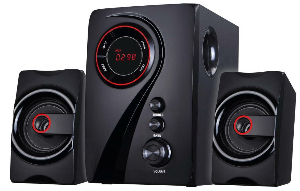 Колонки Ginzzu GM-406, 2.1, Bluetooth, USB, SD, FM, пульт ДУ