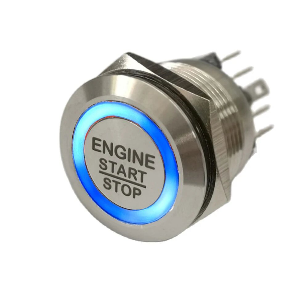 Кнопка ENGINE START STOP 22мм, 12-24V, нержавеющая сталь