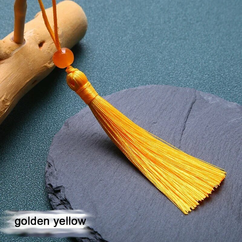 10 шт, бахрома из полиэстера и шелка, 7 см, кисточки ручной работы, мягкие Желтый, golden yellow