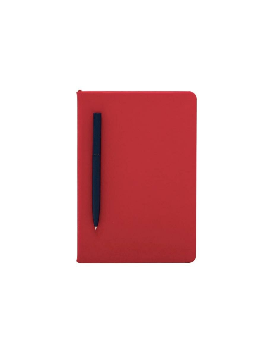 Бизнес-блокнот А5 «С3» soft-touch с магнитным держателем для ручки, цвет красный