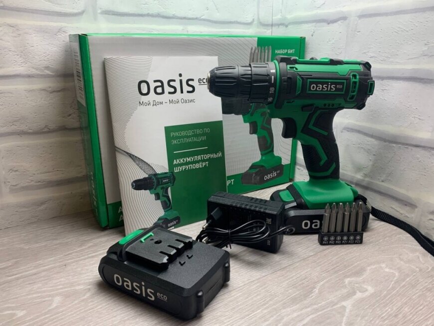 Шуруповерт аккумуляторный OASIS ECO ASB-18S Eco (J), 2 акб на 1.5ач