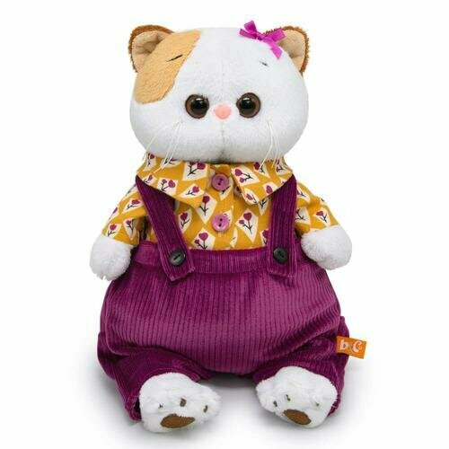 Budi Basa Мягкая Игрушка Кошечка Ли-Ли в вельветовом полукомбинезоне (24см, в подарочной коробке) LK24-145