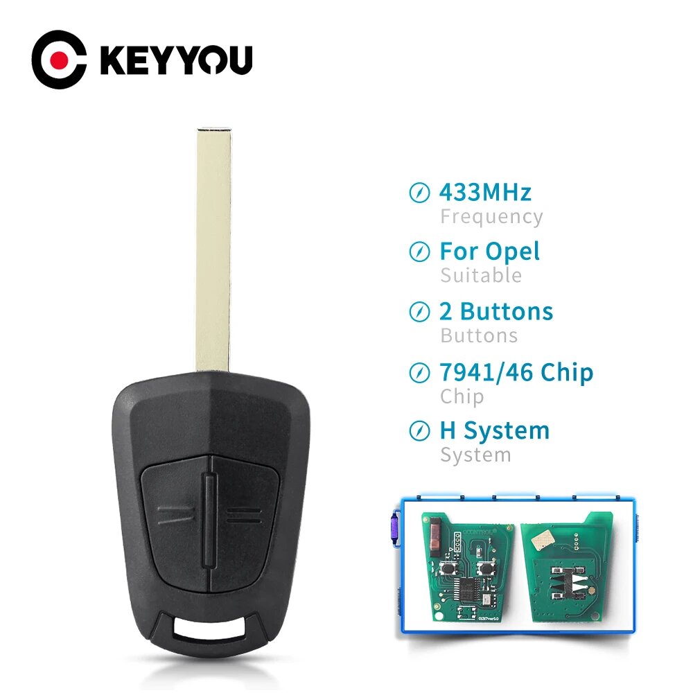 KEYYOU H/D 434 МГц умный автомобильный пульт дистанционного управления для Opel Vauxhall Astra H 2004-2009 Zafira B 2005-2014 2 кнопки PCF7941