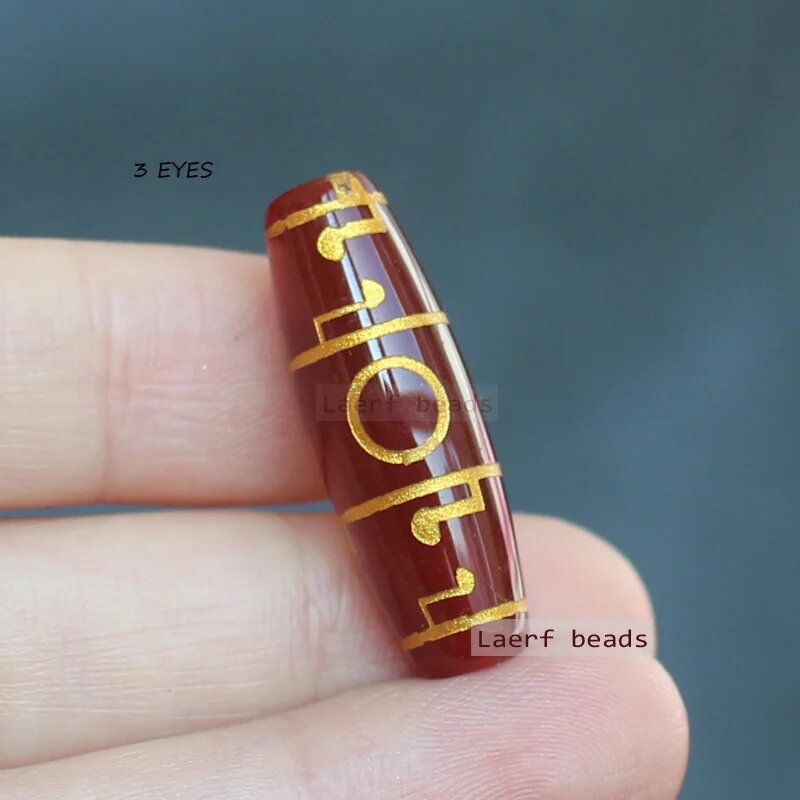 Натуральные красные агатовые бусины Дзи Laerf Beads Бордовый, 3 EYES