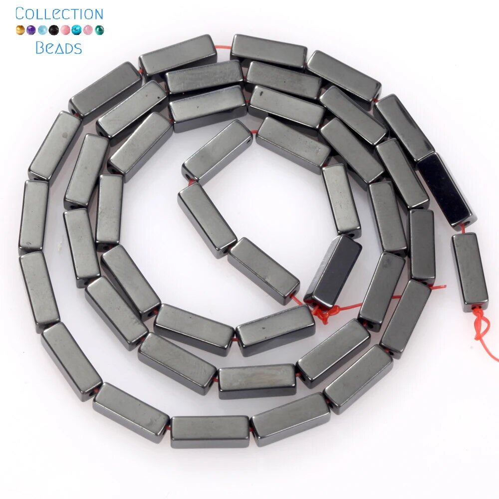 Бусины гематит квадратная трубка 3-13 мм 3x9mm 43pcs