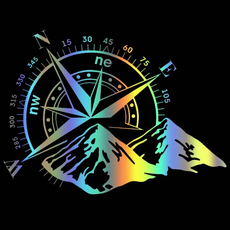 Виниловая наклейка "Горы и компас", 30x40 см, цвет 20338 Laser