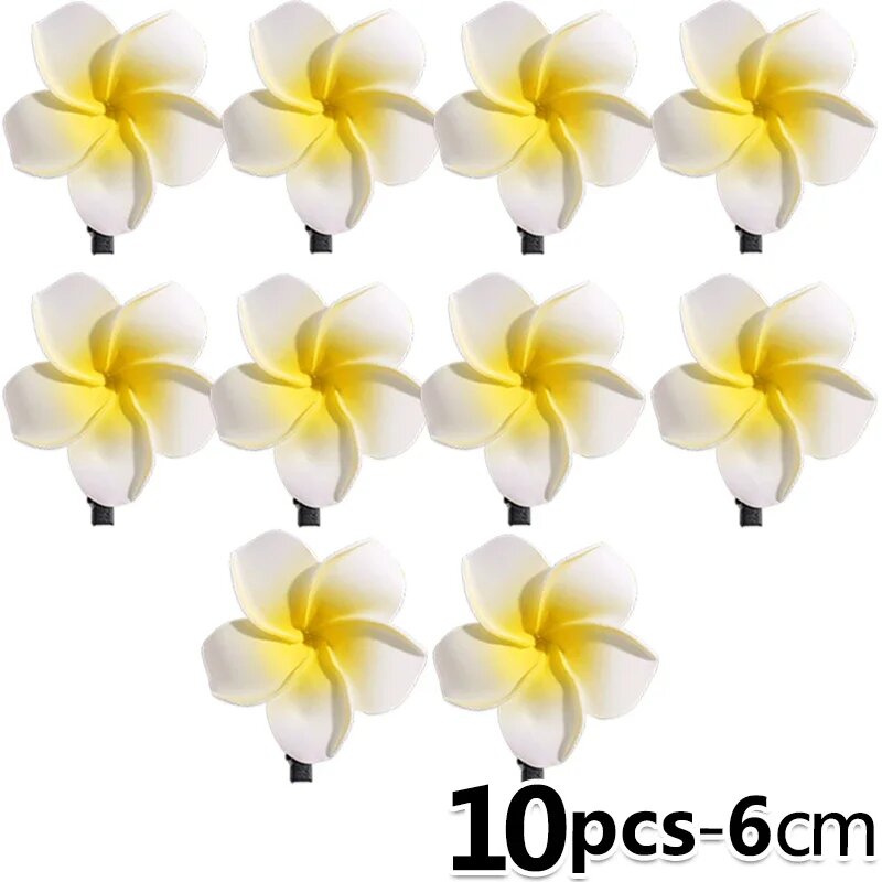 Заколки для волос с цветком плюмерии 2-10 шт Белый, 10pcs-6cm