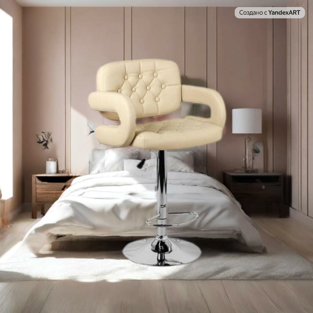 Стул барный Эколайн "Тиесто", экокожа, бежевый, максимальная нагрузка 100кг