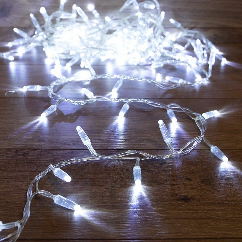 Гирлянда светодиодная Кластер 10м 200 LED белый прозрачный ПВХ IP65 постоянное свечение 230В (блок управления в комплекте)