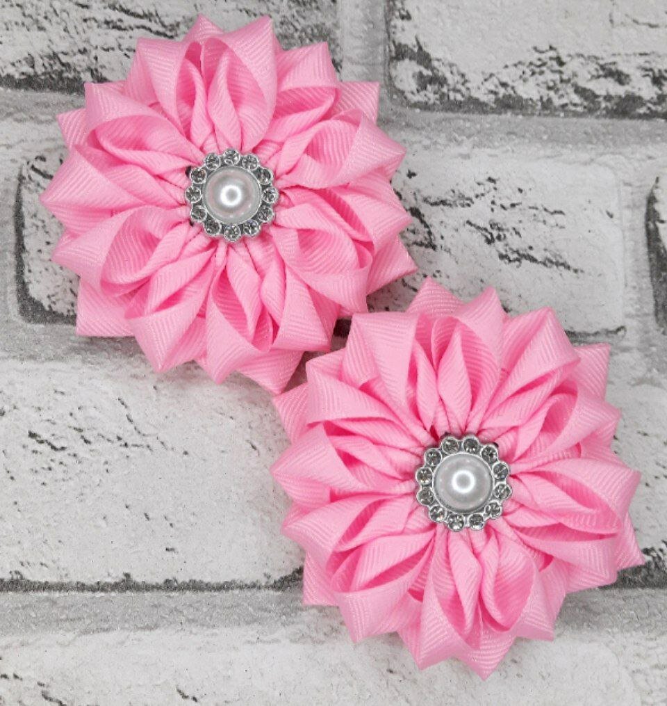 Банты ручной работы. Розовый, нарядный, школьный. Жемчужина, стразы.