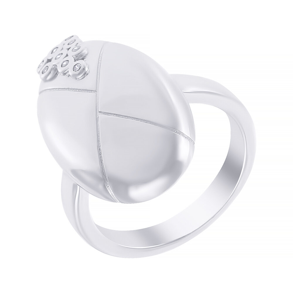 Перстень, серебро, 925 проба, родирование, циркон